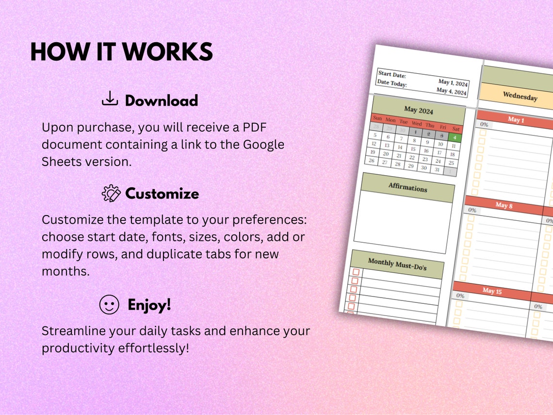 To Do List Template | Task Tracker Editable to Do List Calendar Google ...