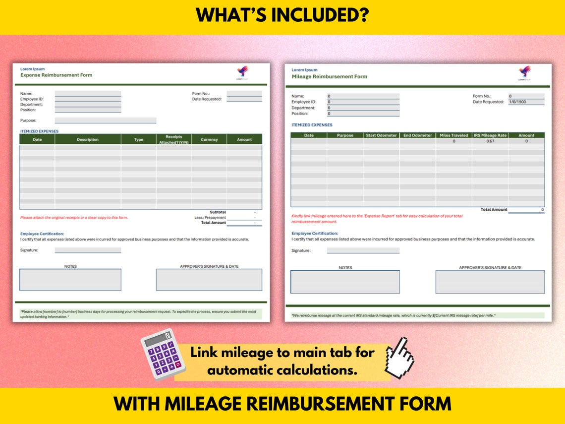 Expense Report Form Template | Editable Excel Spreadsheet Expense ...