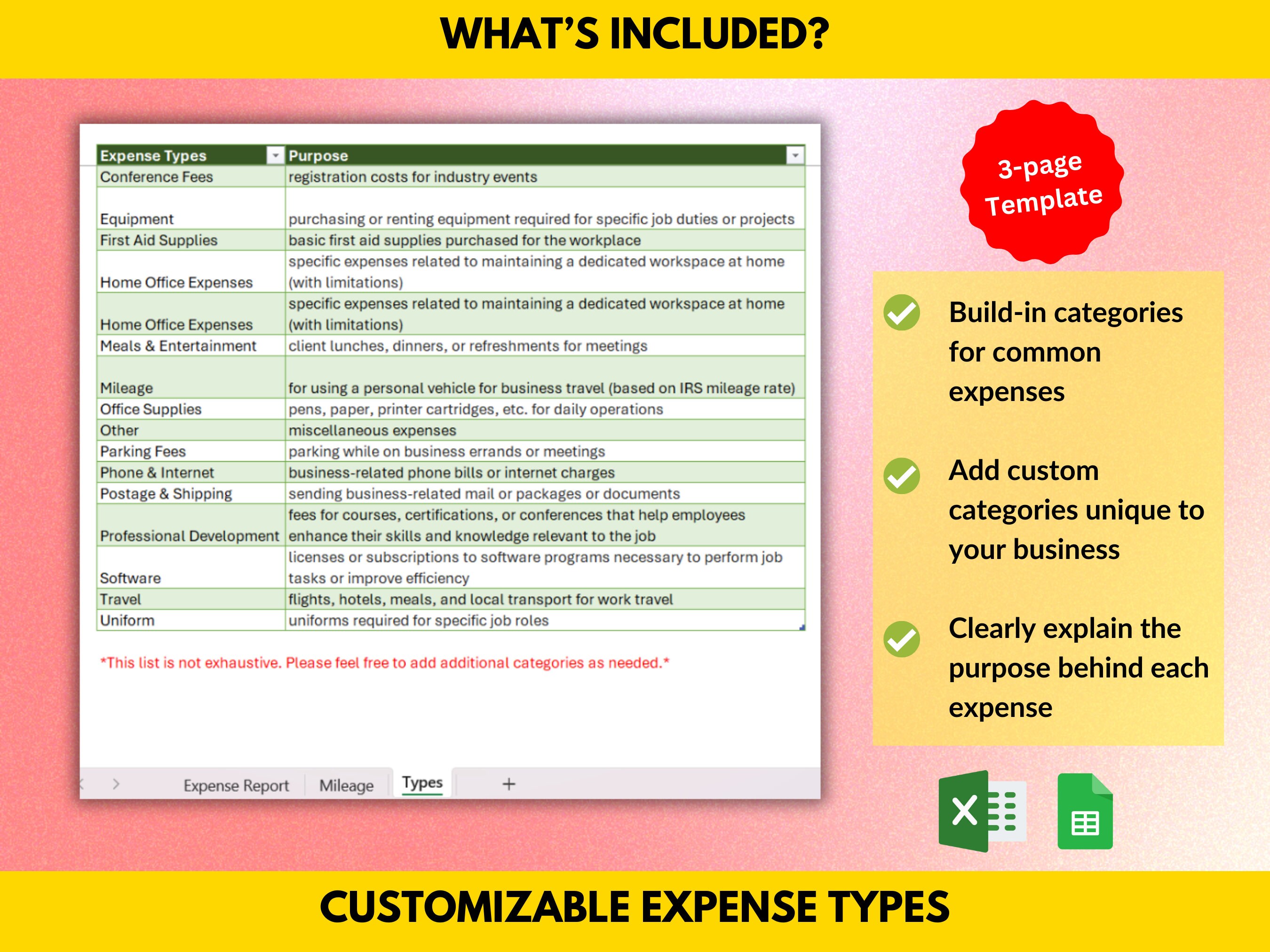 Expense Report Form Template | Editable Excel Spreadsheet Expense ...