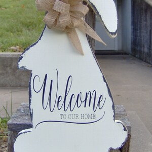 Welcome to Our Home Sign Easter Bunny Rabbit Wood Farmhouse Decor ...