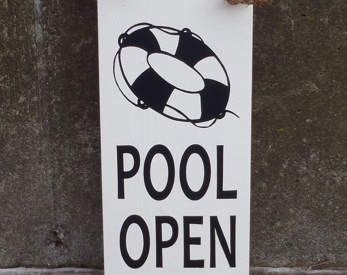 Swimming Pool Open Closed Wood Vinyl Sign for Backyard Front Door - Etsy