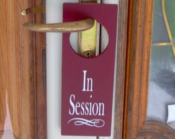 In Session Door Knob Hanger Wood Vinyl Door Sign Massage Therapy Beauty ...