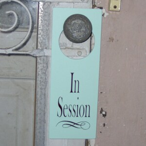 In Session Door Knob Hanger Wood Vinyl Sign Beach Style Color Business ...