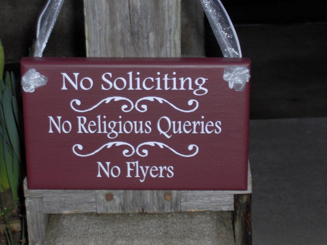 No Soliciting No Religious Queries No Flyers Wood Sign Vinyl | Etsy