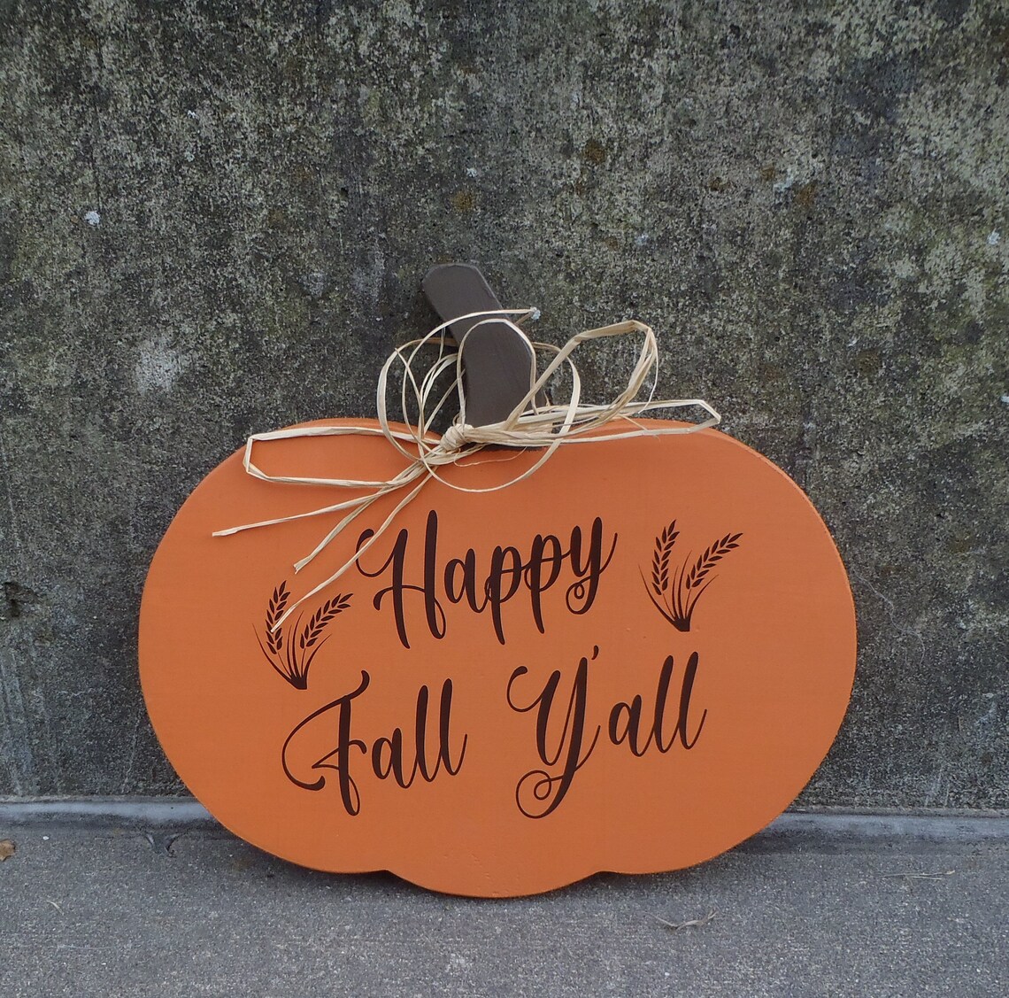 Fall Door Decor Pumpkin Happy Fall Yall With Wheat Silhouette - Etsy