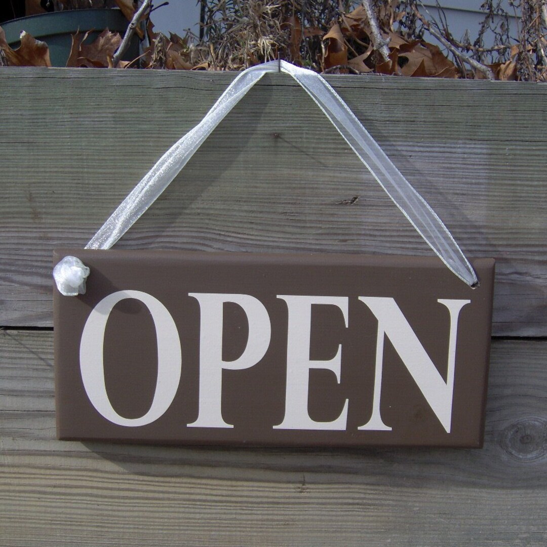 Open Sign Closed Wood Vinyl Sign Two Sided Sign Reversible Sign ...