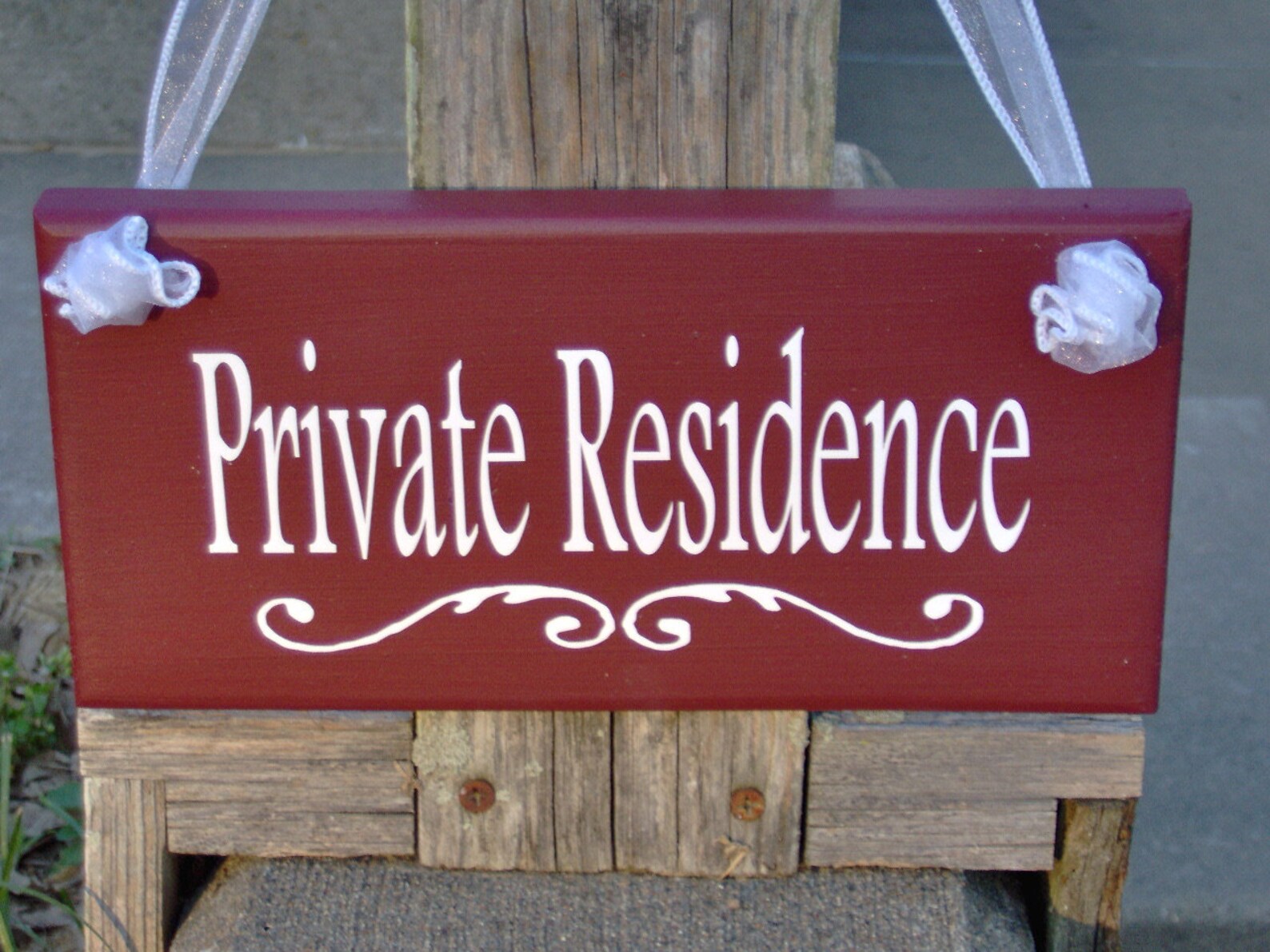 Private Residence Wood Vinyl Sign Door Hanger Porch Sign | Etsy