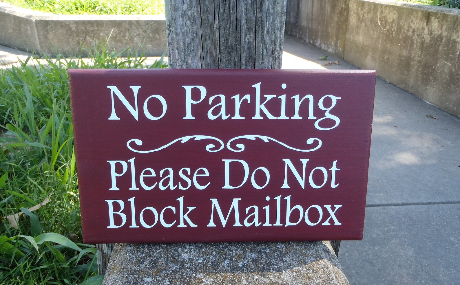 No Parking Please Do Not Block Mailbox Wood Vinyl Sign - Etsy
