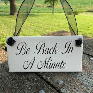 Business Door Sign Be Back in Minute Wood Vinyl Signage Hanging Office ...