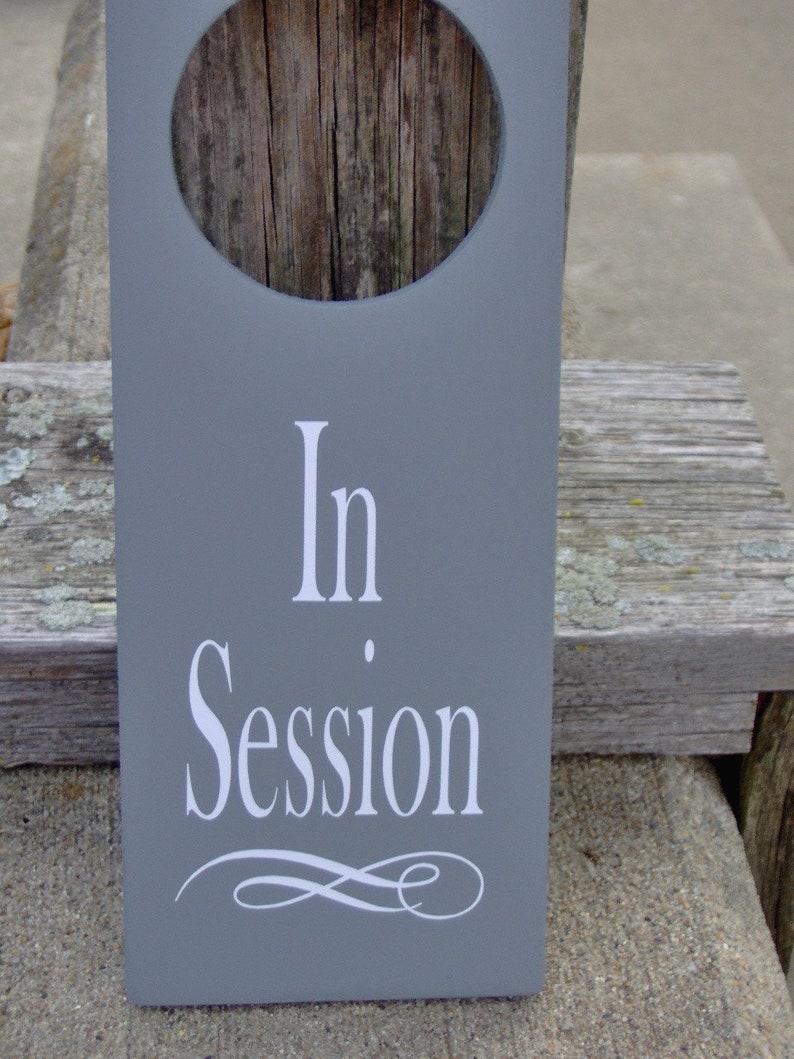 In Session Door Knob Hanger Wood Vinyl Sign for Offices Spas - Etsy