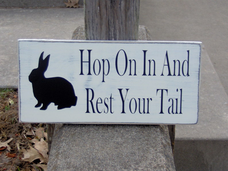Bunny Rabbit Sign Rabbit Silhouette Hop In Rest Your Tail Wood | Etsy