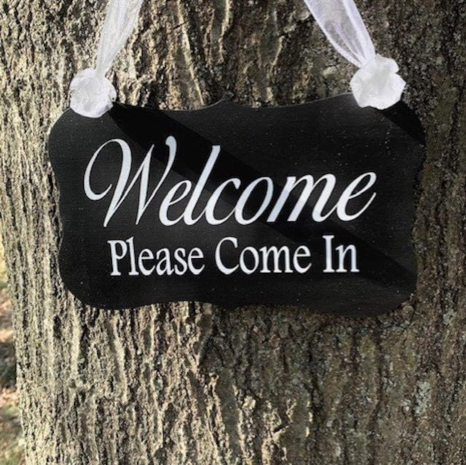 Welcome Entry Please Come in Sign Wood Vinyl Signage for Home or ...