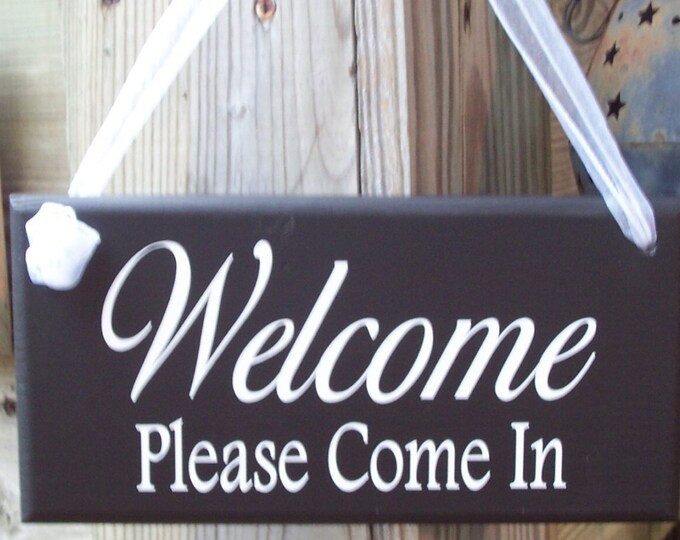 Welcome Please Come in Wood Sign Vinyl Entryway Office Sign Business ...