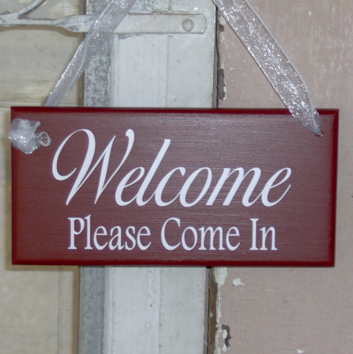 Welcome Please Come in Wood Signs Vinyl Words Office Supplies - Etsy