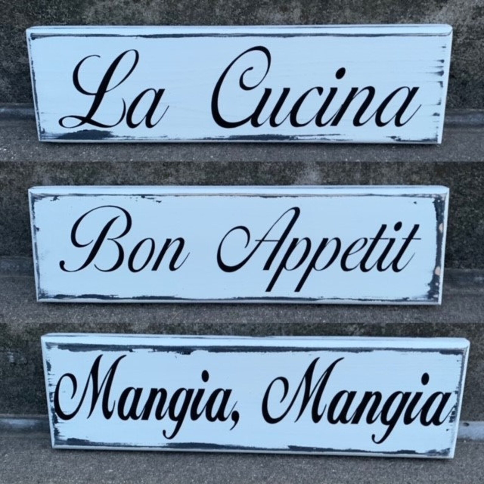 Mangia Mangia Wood Vinyl Sign Eat Eat Italian Signage Kitchen | Etsy