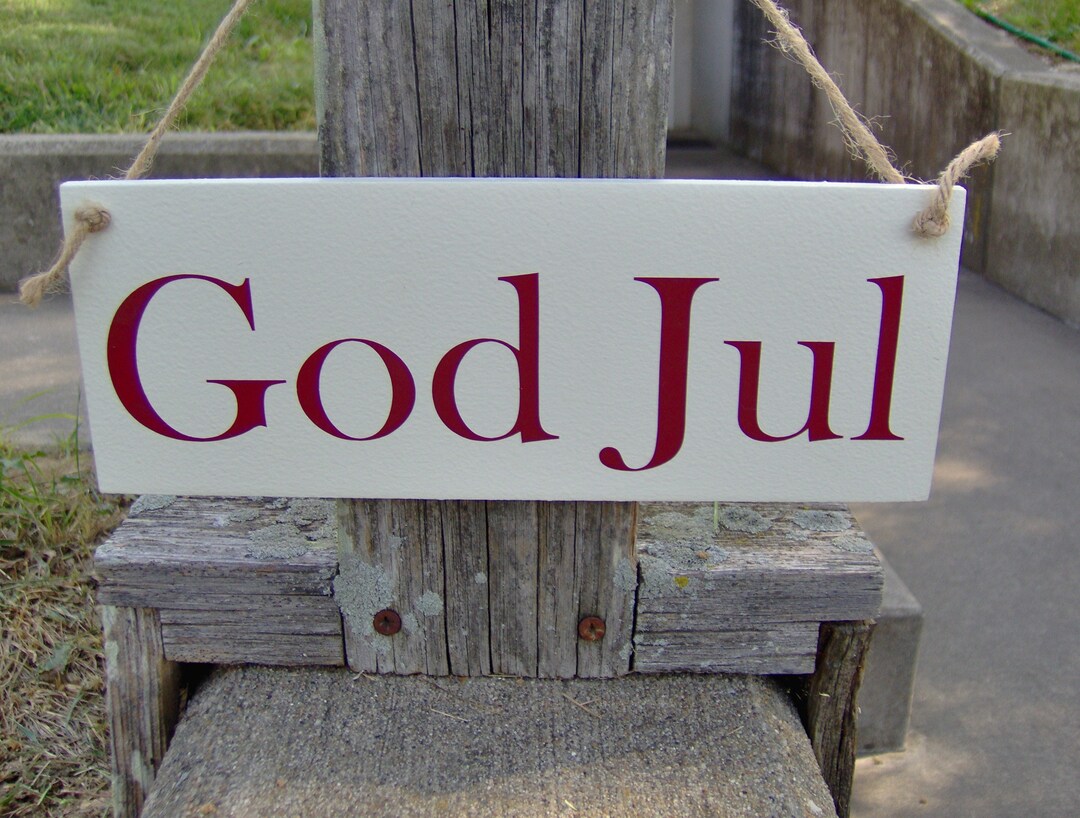 God Jul Swedish Merry Christmas Sign Wood Vinyl Sign Family Holiday ...