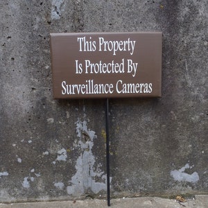 Property Protected Surveillance Cameras Wood Vinyl Security - Etsy