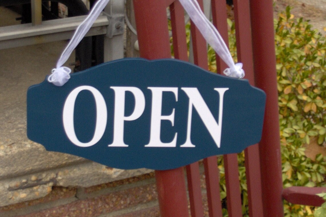 Open Closed Double Sided Sign Wood Vinyl Signs Offices - Etsy