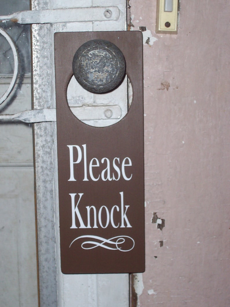 Please Knock Door Knob Hanger Sign Wood Vinyl Office Door - Etsy