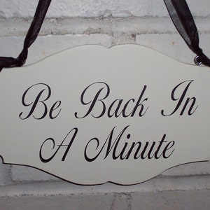 Be Back in A Minute Wood Vinyl Sign Business Door Decor for an Office ...