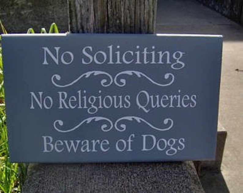 No Soliciting No Religious Queries Beware of Dog Sign Wood - Etsy