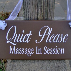 Quiet Please Massage in Session Wood Sign Vinyl Plaque Brown Office ...