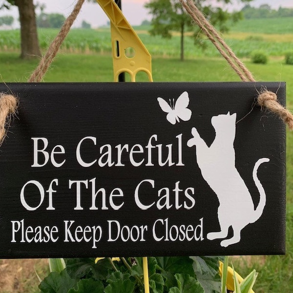 Please Keep Door Closed Sign for Cats - Etsy