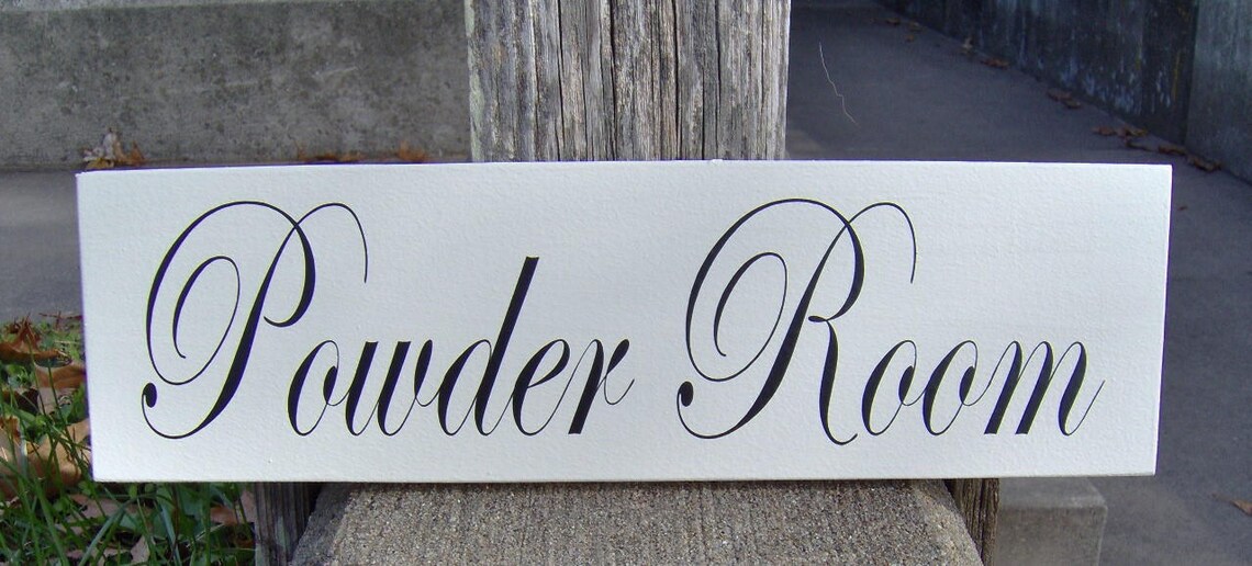 Bathroom Powder Room Sign Wood Sign Vinyl Sign Personalize - Etsy