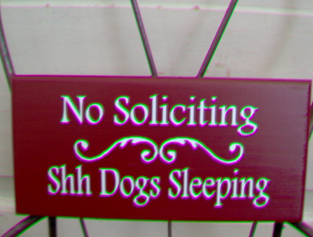 No Soliciting Shh Dogs Sleeping Wood Sign Vinyl Guard Dog Sign Pet ...