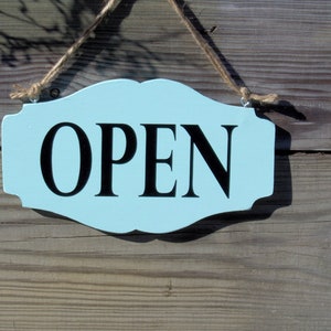 Small Open Closed Wood Vinyl Sign Two Sided Business Office Supply ...