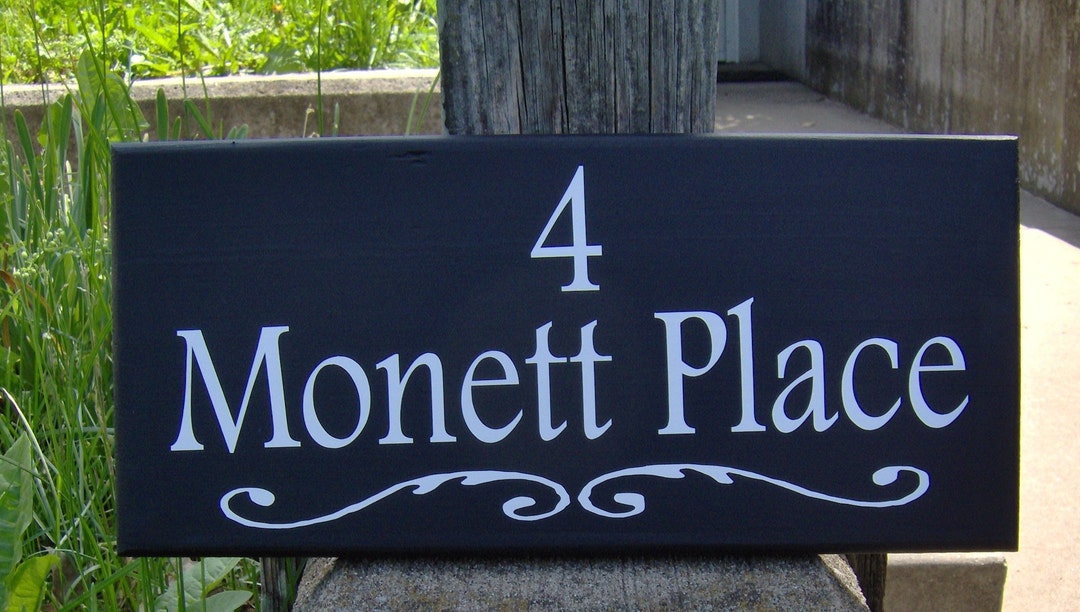 House Number Street Address Wood Vinyl Sign Street Name Outdoor Garage ...