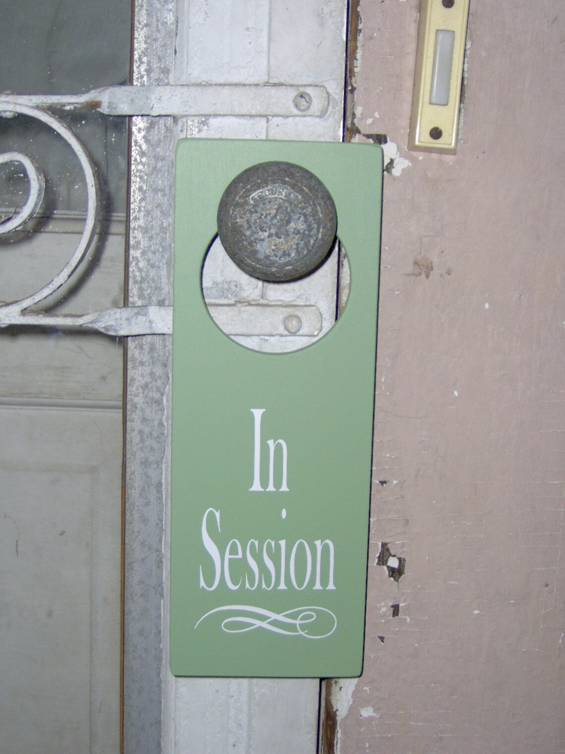 Door Knob Hanger Sign in Session Wood Vinyl Sign Door Knob | Etsy