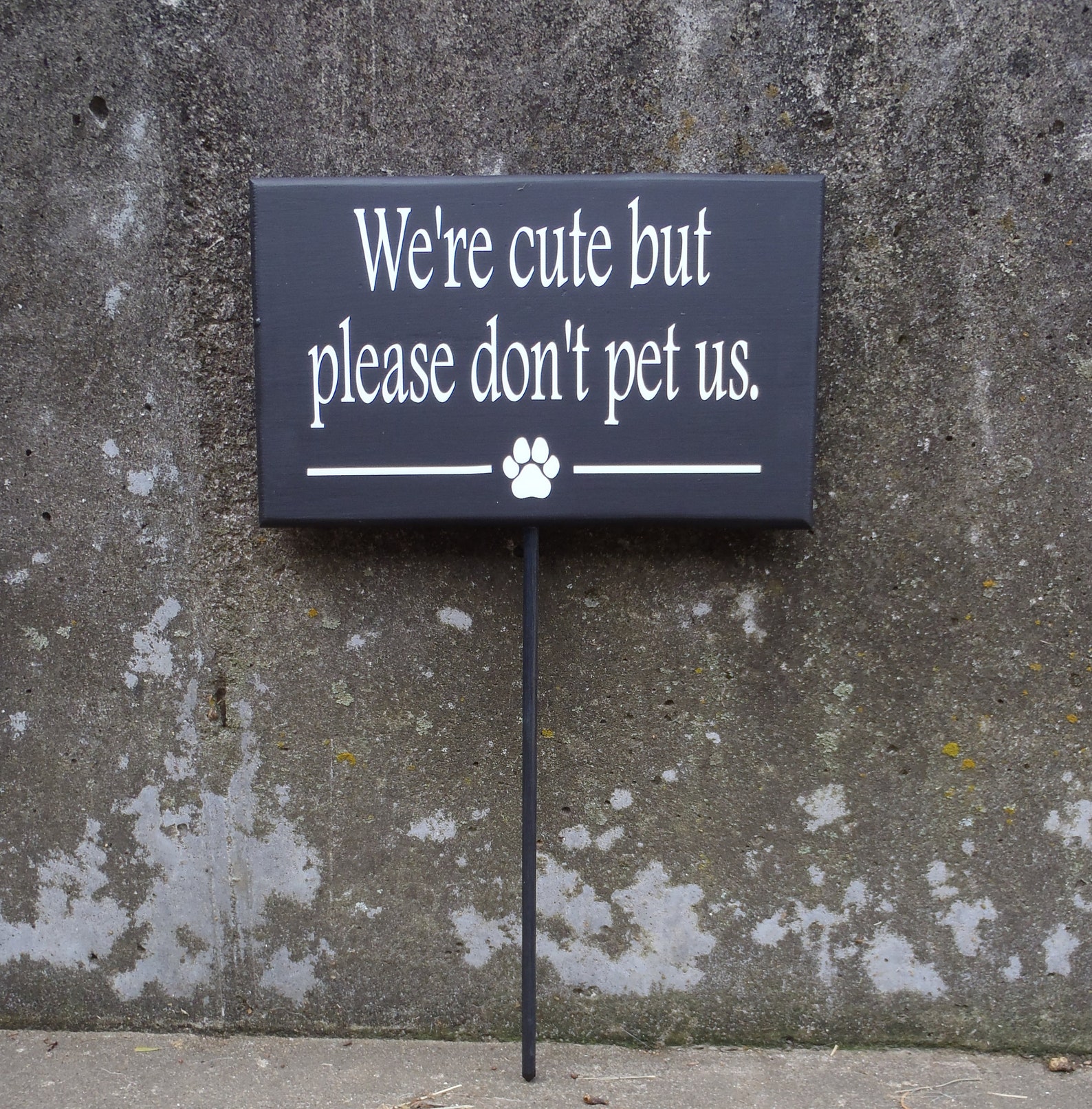 Dog Sign Cute but Please Don't Pet Us Wood Vinyl Stake | Etsy