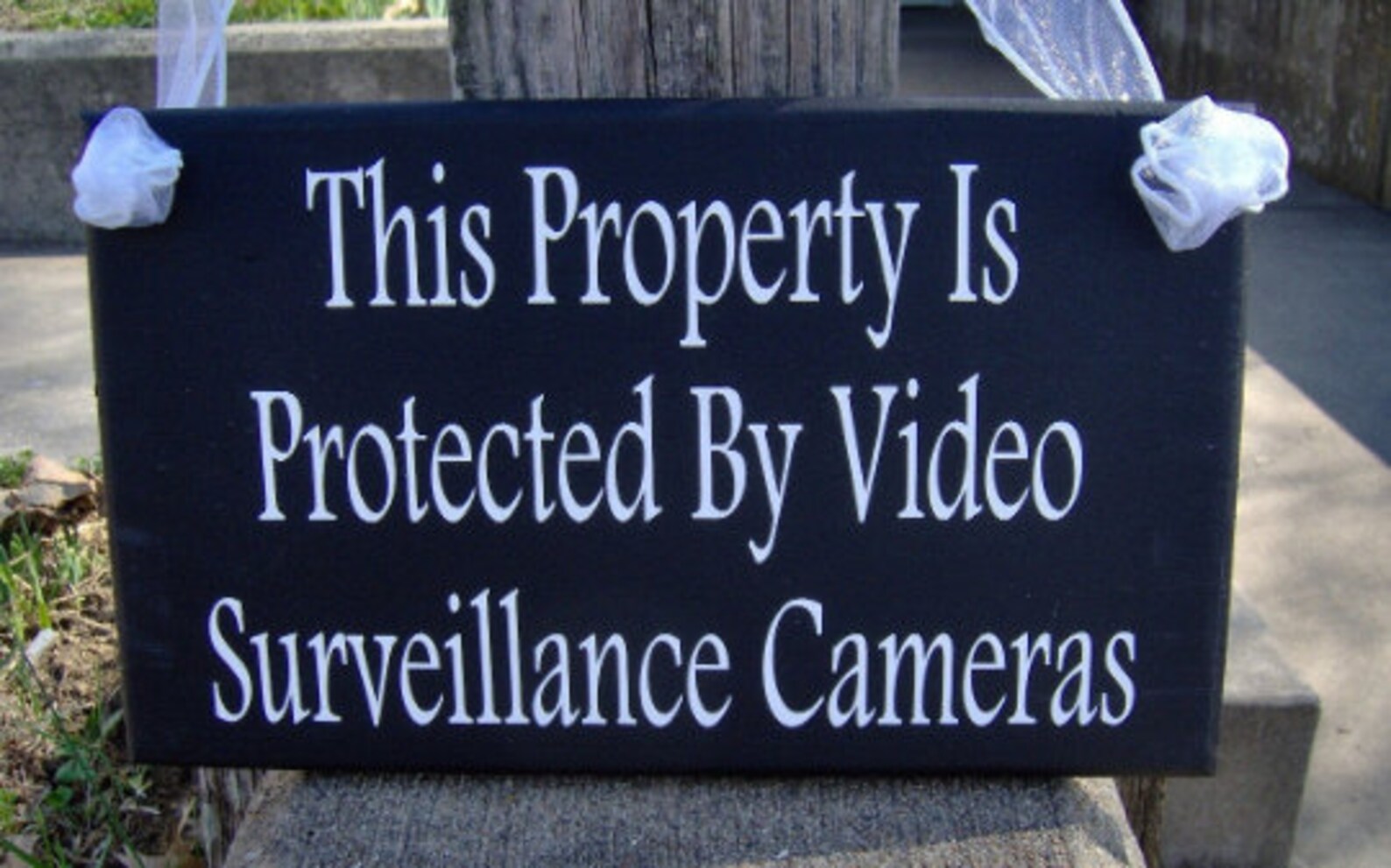 Property Protected Video Surveillance Cameras Wood Vinyl Sign - Etsy