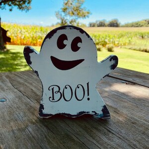 Ghost Halloween Decorations Ghost Boo Sign Handcrafted Wood Ornament ...