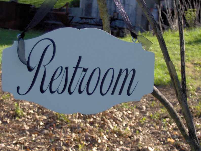 Restroom Decor Hanging Bathroom Sign Wood Vinyl Door Hanger - Etsy