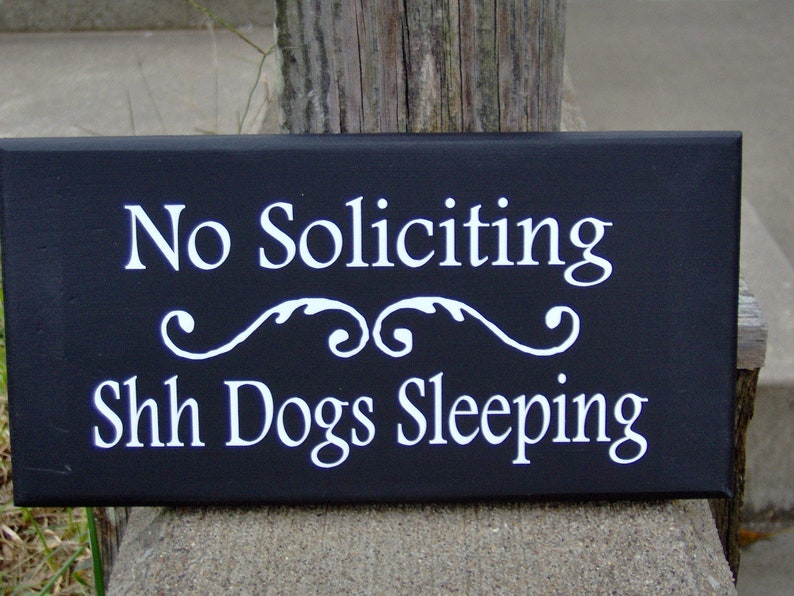 No Soliciting Shh Dogs Sleeping Wood Sign Vinyl Guard Dog Sign | Etsy