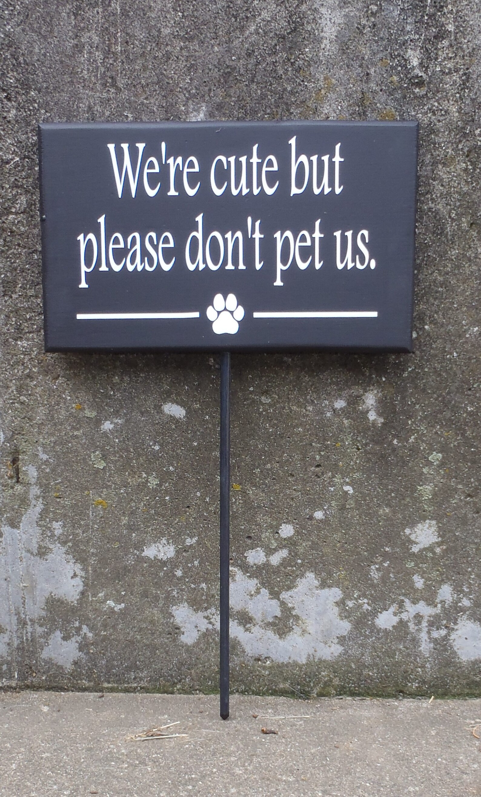 Dog Sign Cute but Please Don't Pet Us Wood Vinyl Stake | Etsy