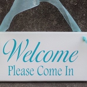 Welcome Sign Please Come in Door Sign Wood Vinyl Signs Welcome Sign for ...