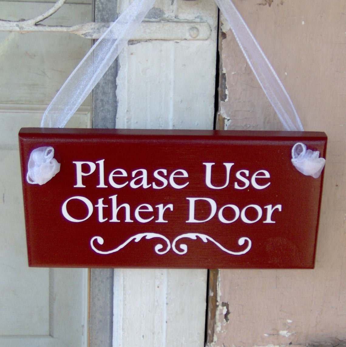 Please Use Other Door Sign Wood Vinyl Front Door Home Decor - Etsy