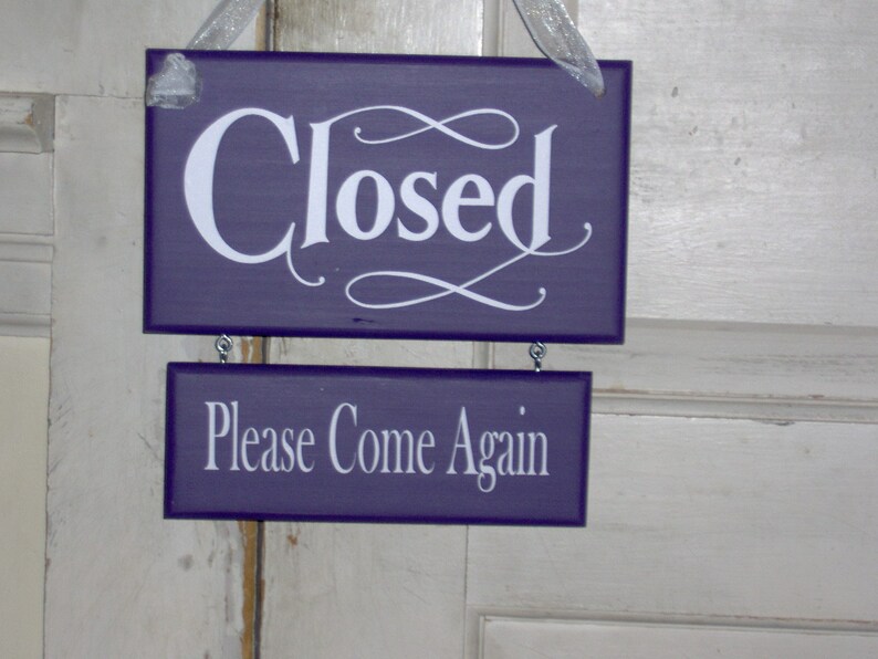 Open Welcome Closed Please Come Again Wood Vinyl Sign - Etsy