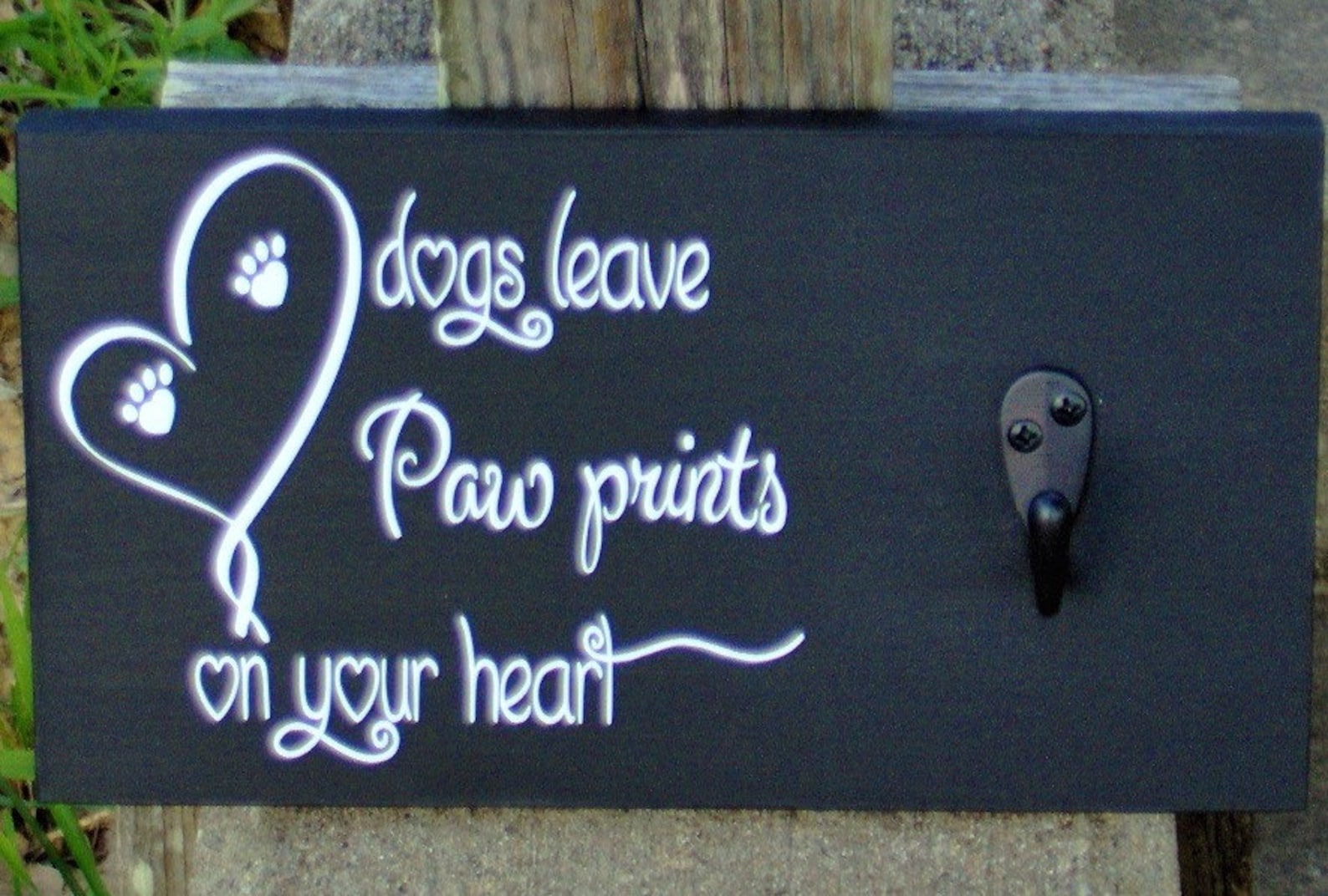 Dog Leash Holder Sign Collar Wall Hanger Dog Leaves Paw Prints - Etsy