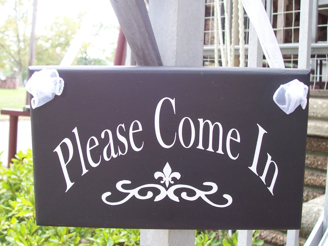 Please Come in Wood Vinyl Sign Open Welcome Sign Office Supply - Etsy