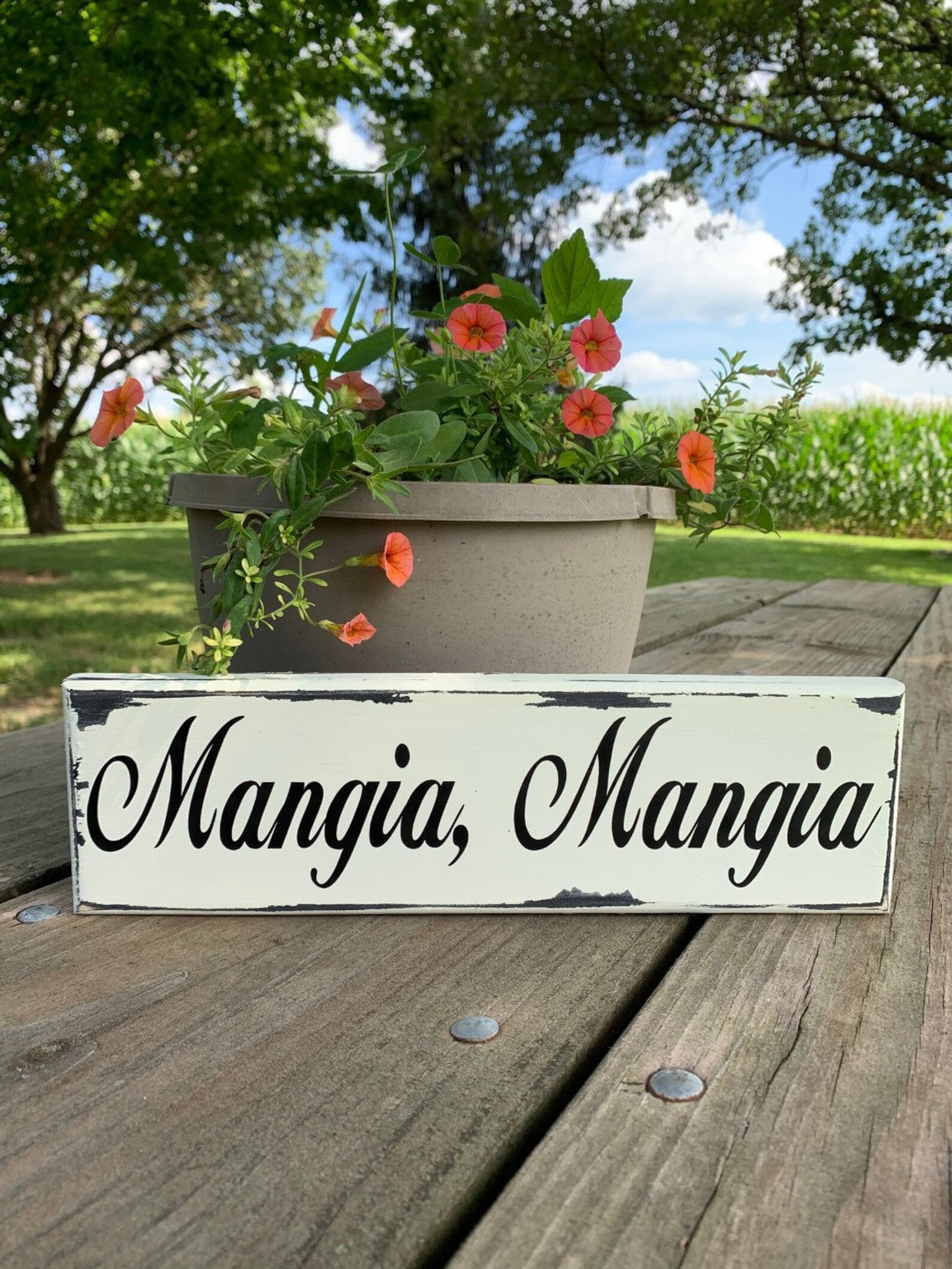 Mangia Mangia Wood Vinyl Sign Eat Eat Italian Signage Kitchen | Etsy
