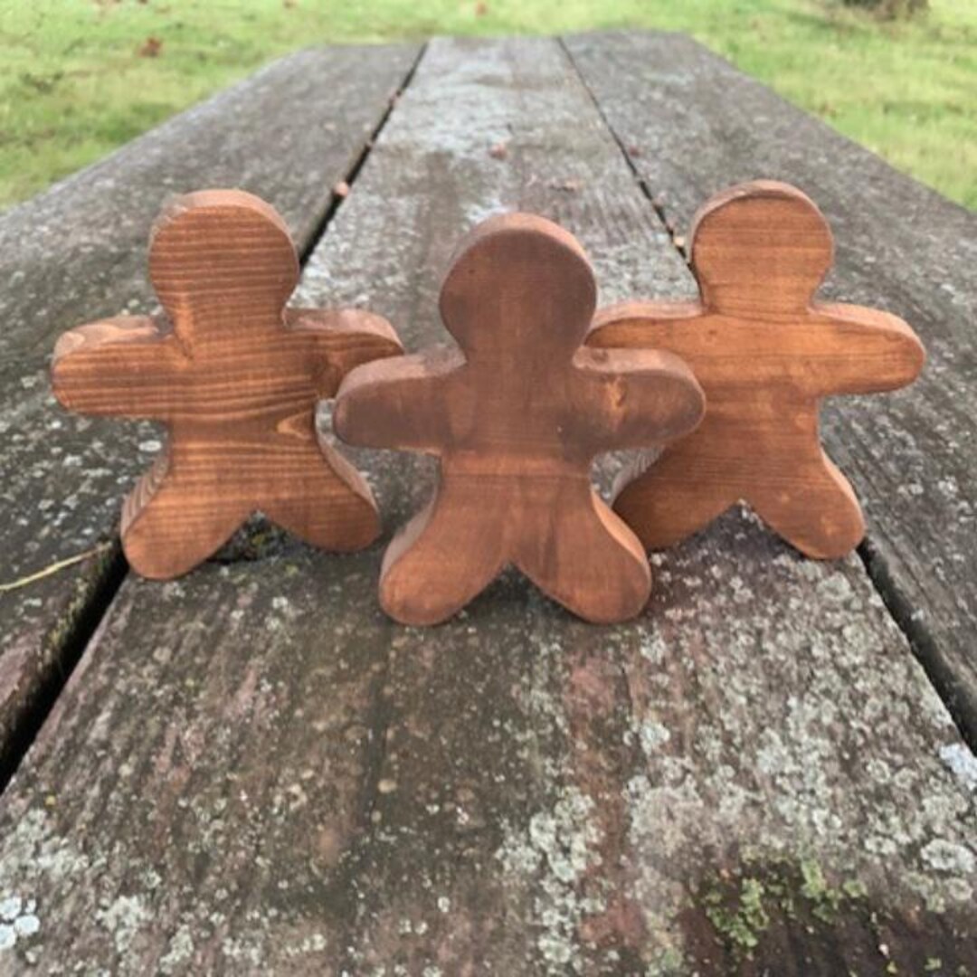 Rustic Gingerbread Men Trio for Home or Office Wooden Table Decor for ...