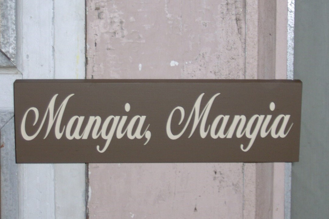 Mangia Signs for Kitchen Eat Wall Hanging Wooden Block Sign Decoration ...