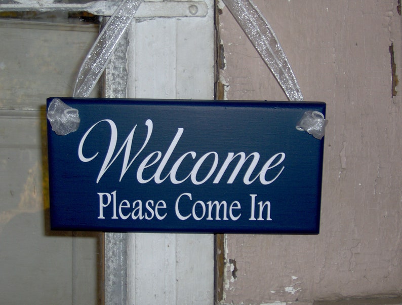 Welcome Please Come in Wood Sign Vinyl Entryway Office Sign - Etsy