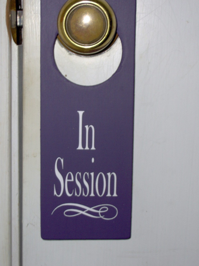 In Session Door Knob Hanger Wood Vinyl Sign Office Spa Salon | Etsy