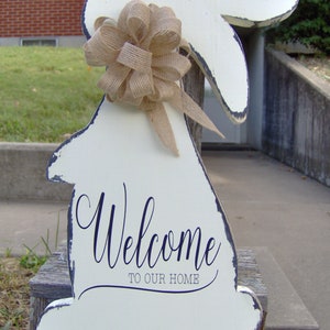 Welcome to Our Home Sign Easter Bunny Rabbit Wood Farmhouse Decor ...