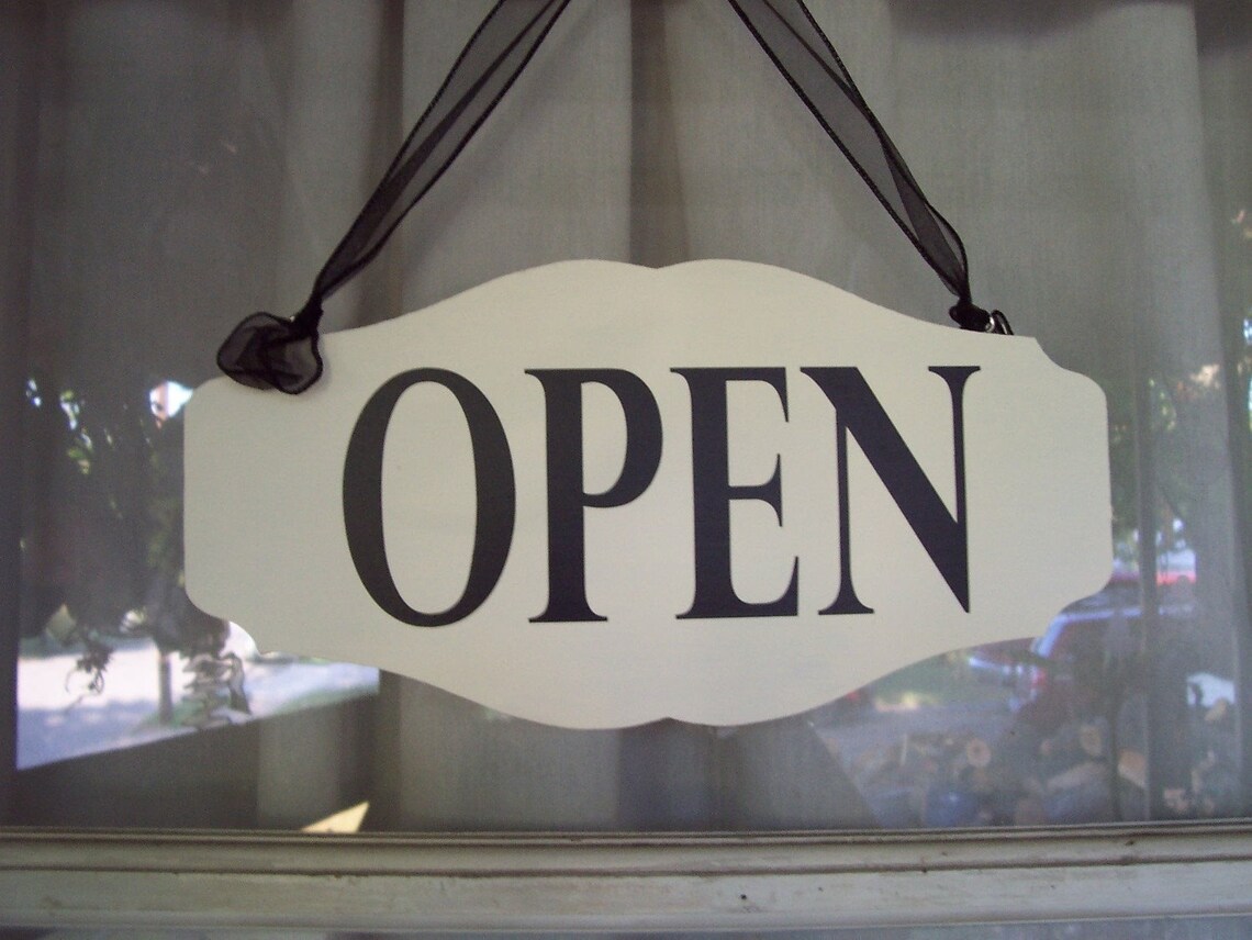 Reversible Business Sign Open Closed Wood Vinyl 2 Sided Sign | Etsy